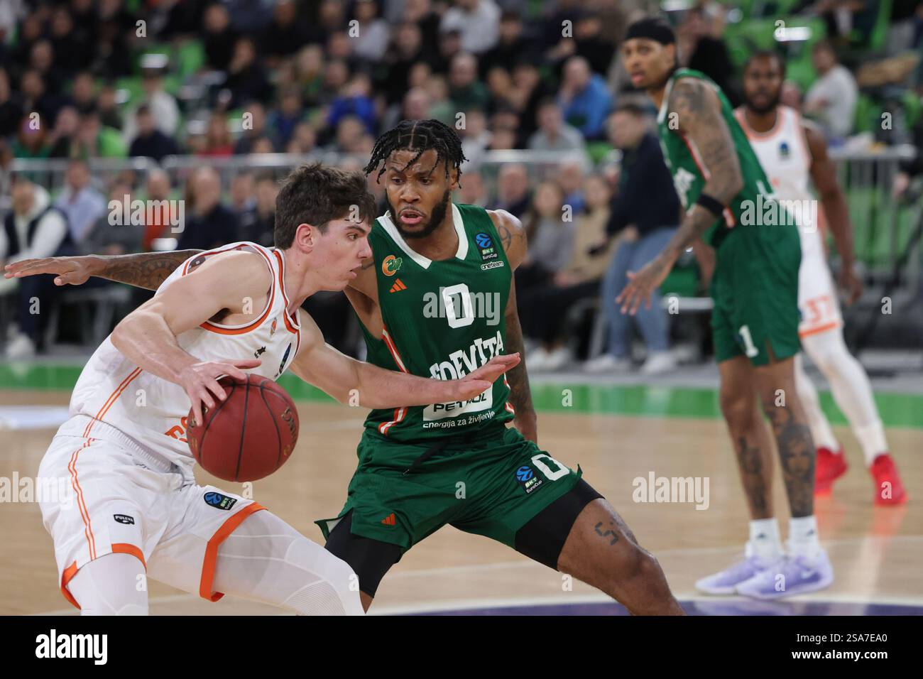 Ljubljana, Slovenia. 28th Jan, 2025. Sergio De Larrea (1st L) of ...