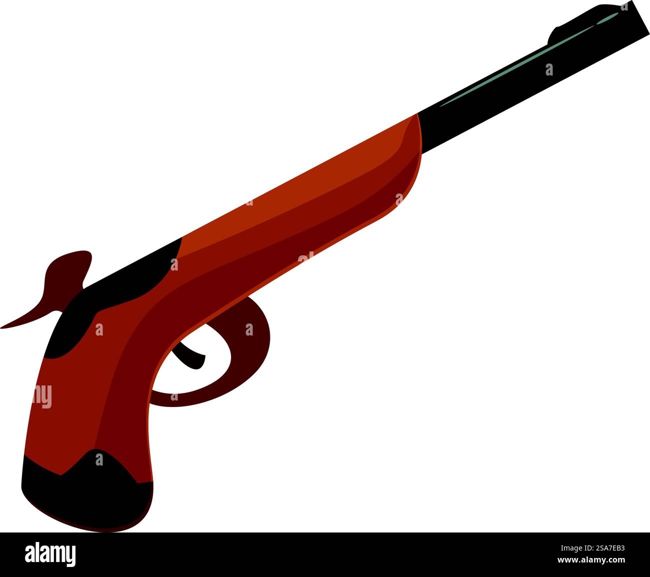 Old musket gun with a wooden handle and a metal barrel is lying on a ...