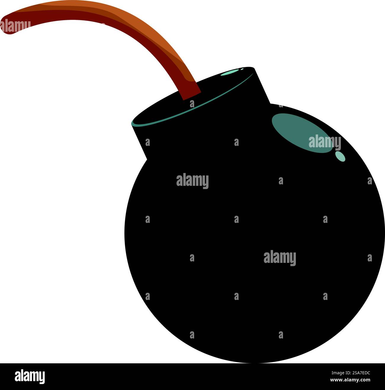 Round black bomb with a burning fuse is ticking down, representing ...