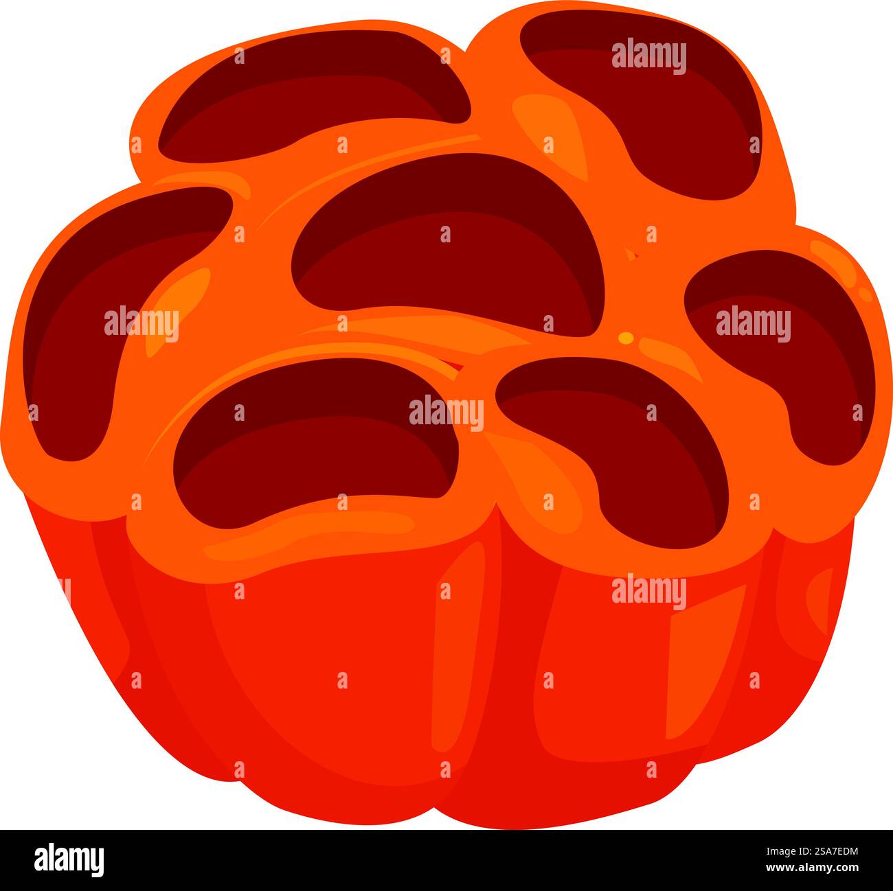 Cartoon bell pepper sliced open showing the seeds inside. Orange bell ...