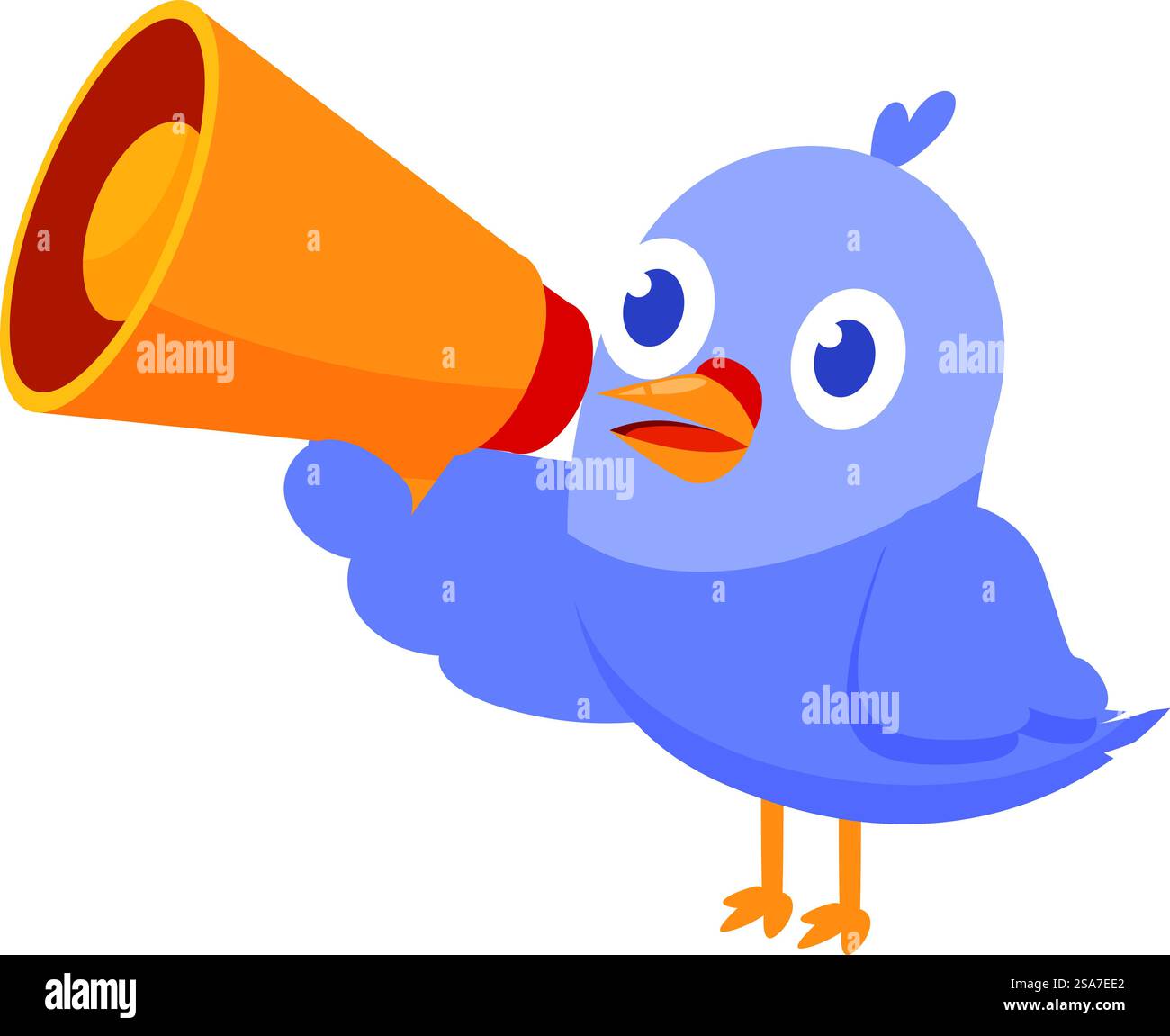 Cartoon blue bird holding megaphone hi-res stock photography and images ...