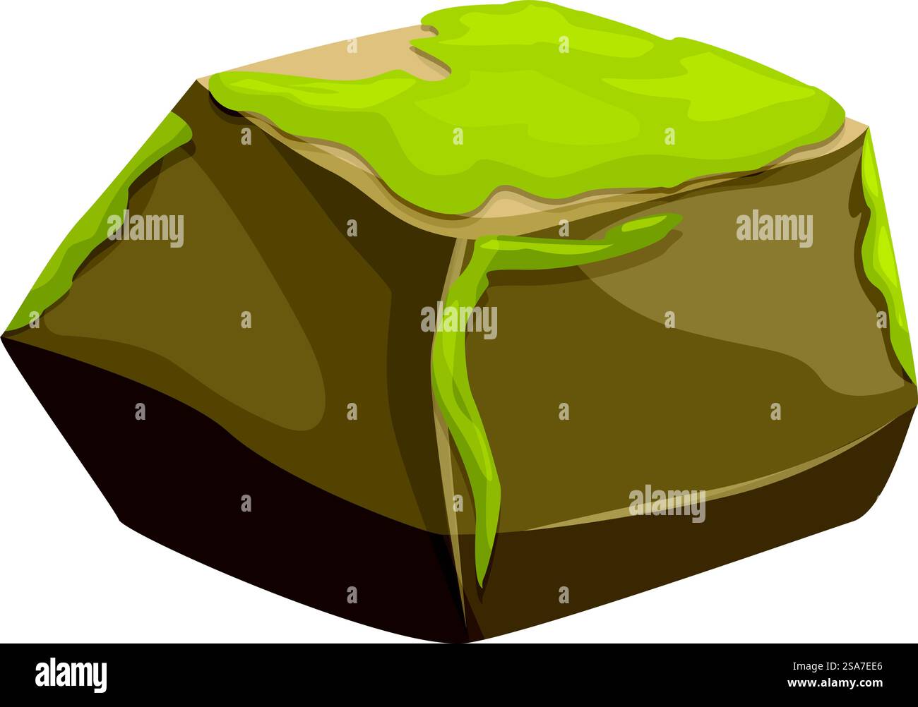 Big brown stone overgrown with green moss creating beautiful natural ...