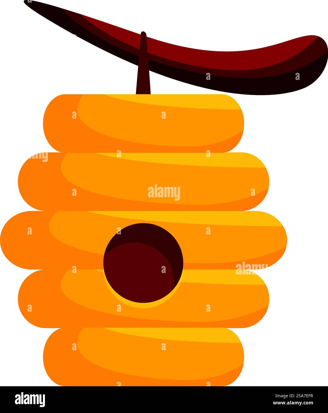 Cartoon beehive hanging from a tree branch, creating a safe and natural ...