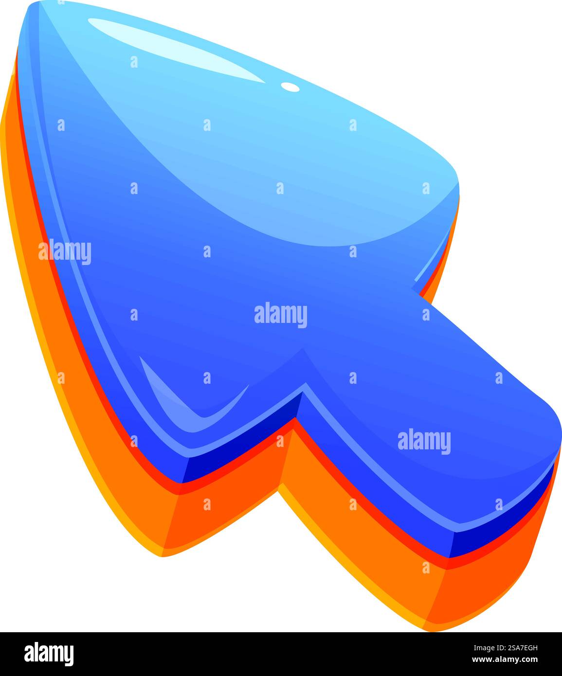 Shiny, glossy, colorful computer mouse cursor pointing diagonally up ...