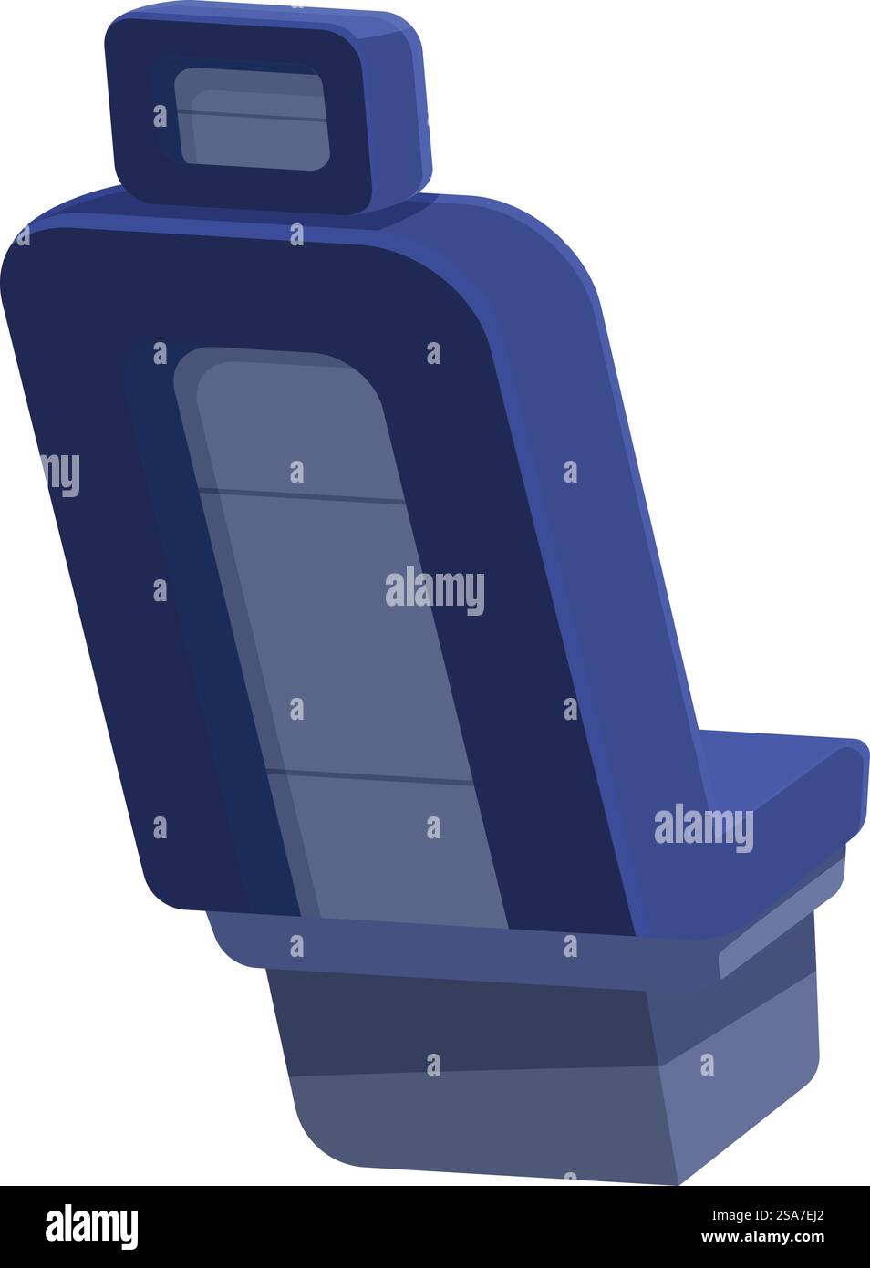 Comfortable padded train seat standing upright with a headrest. Modern ...