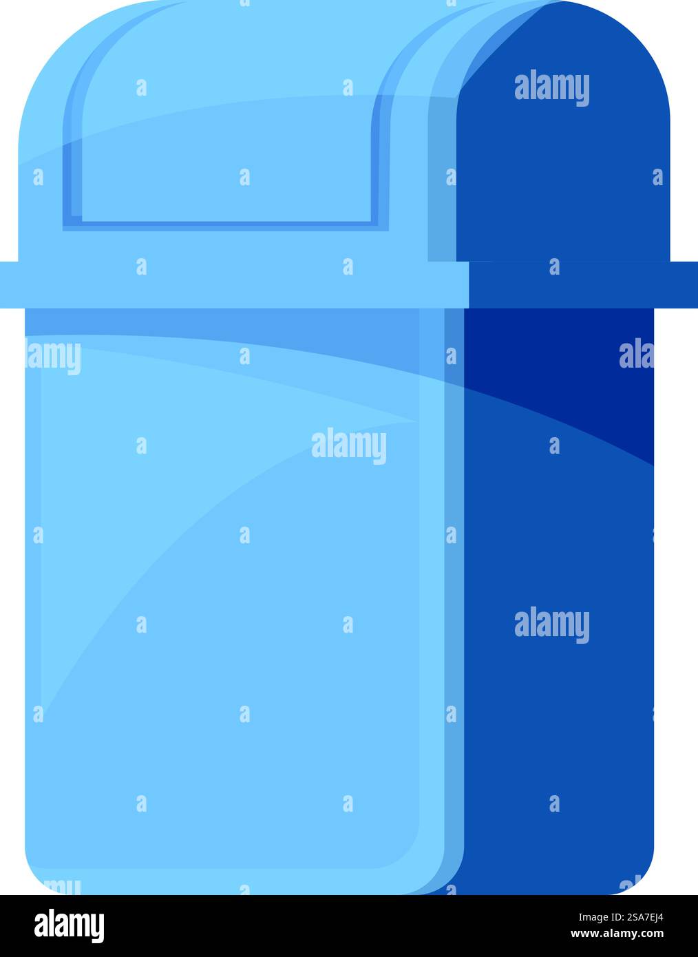 Simple blue trash can standing upright, ready for collecting garbage ...