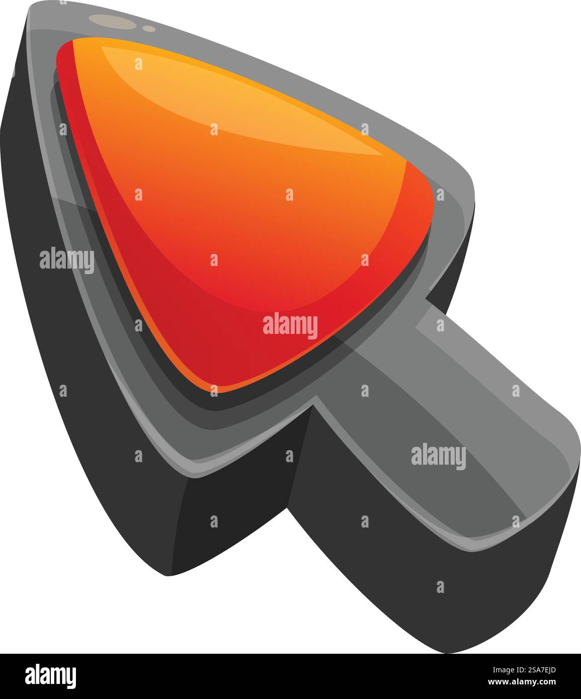 3d shiny orange and red cursor is pointing up and to the right. 3d ...