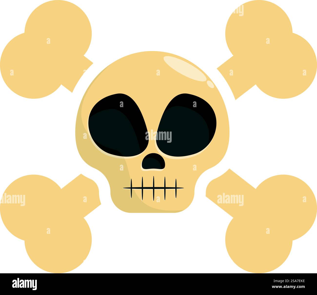Cartoon skull and crossbones representing danger and poison. Cartoon skull and crossbones ...
