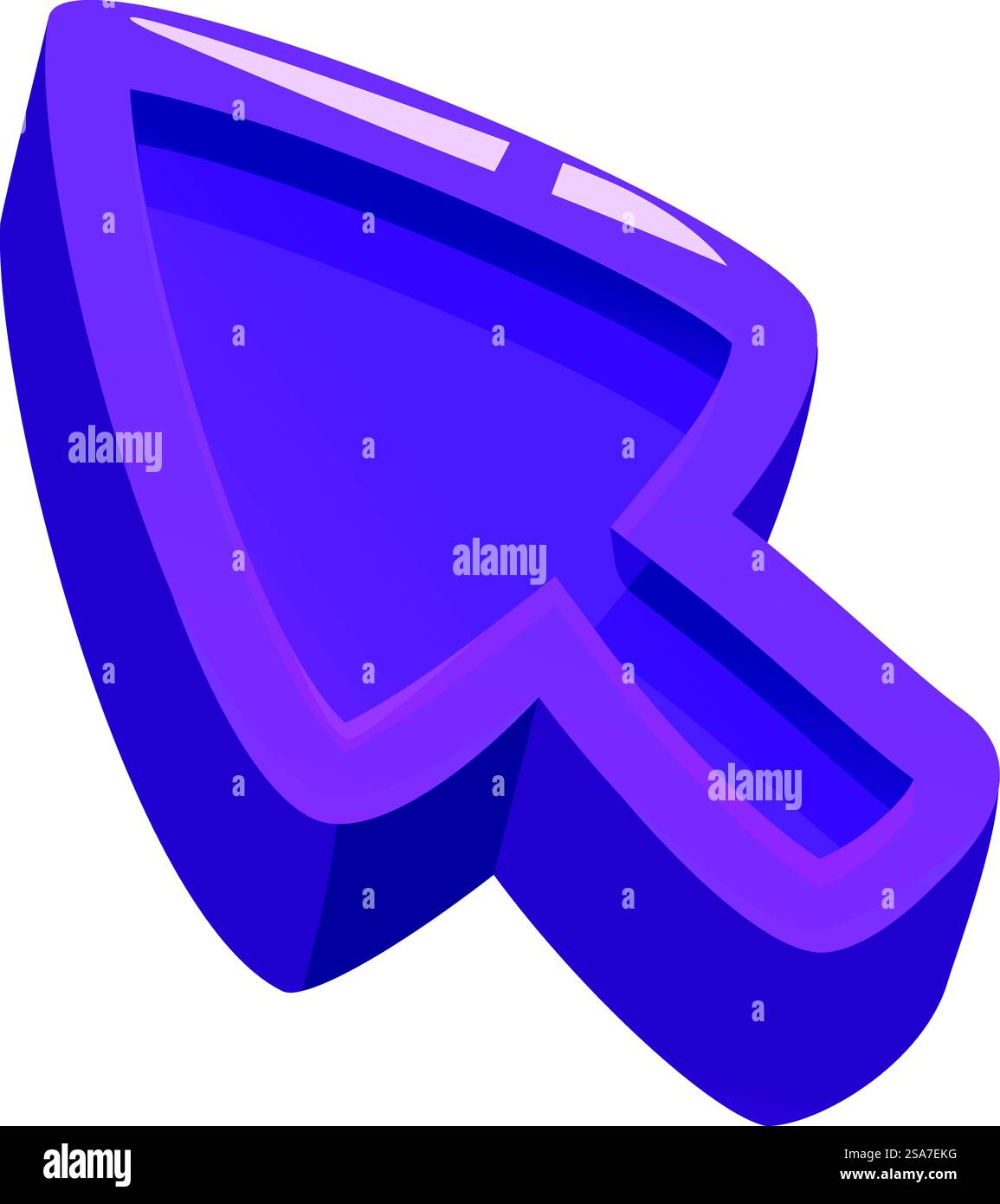 3d illustration of a purple cursor pointing up and right, perfect for ...