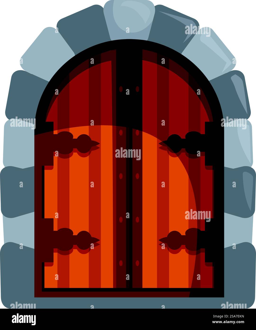 Rustic brown wood door medieval Stock Vector Images - Alamy