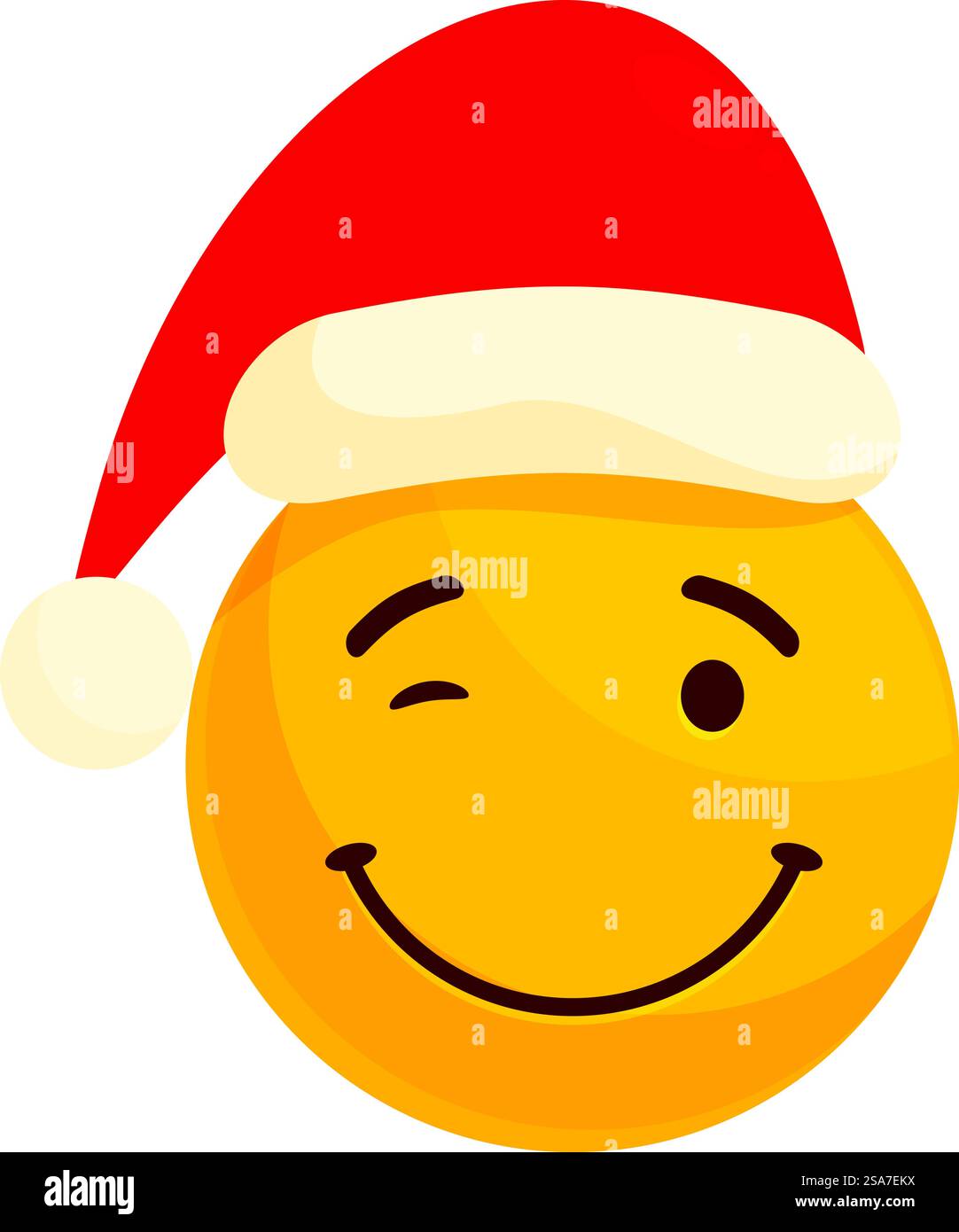 Winking and smiling christmas emoji wearing a santa hat hi-res stock ...