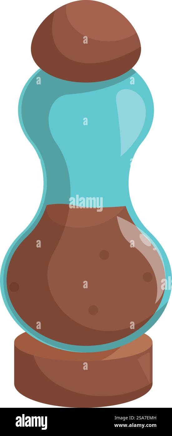 Hourglass shaped glass container holding a brown substance and standing ...