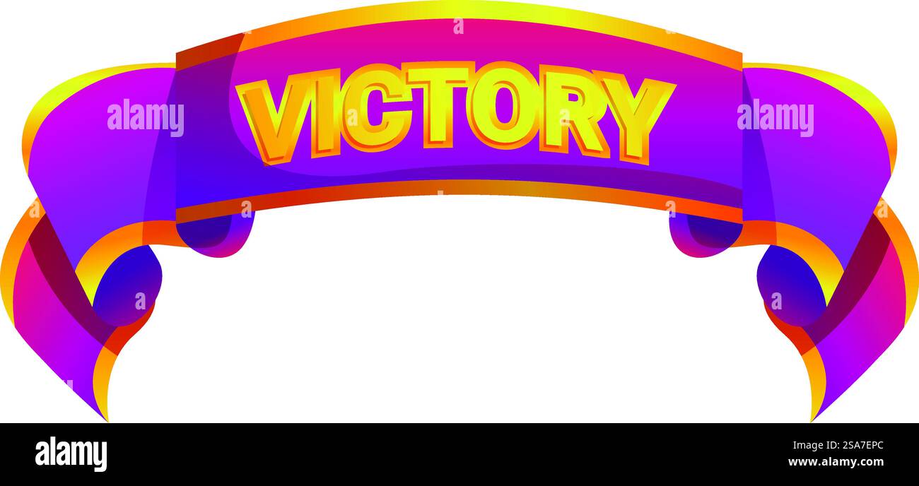 Purple victory banner with golden border announcing success. Purple ...