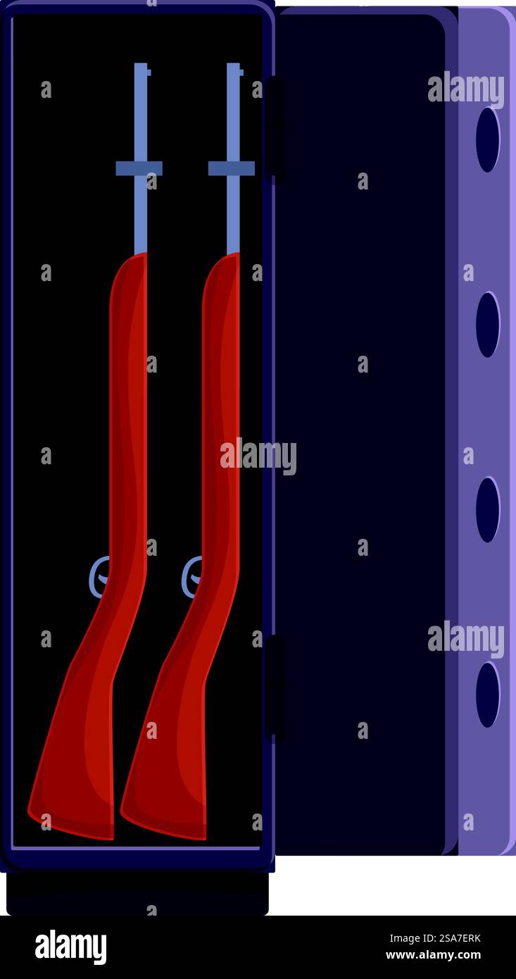 Gun safe is open, revealing two rifles stored inside. Gun safe with ...