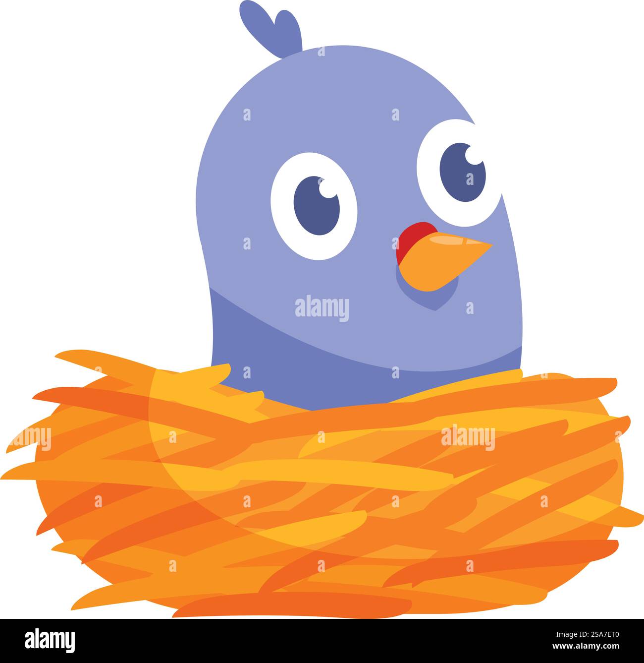 Charming blue bird is peacefully nestled in its cozy and secure nest ...