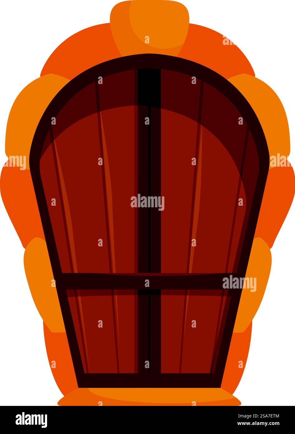 Charming wooden door with a rounded frame is set within a decorative ...