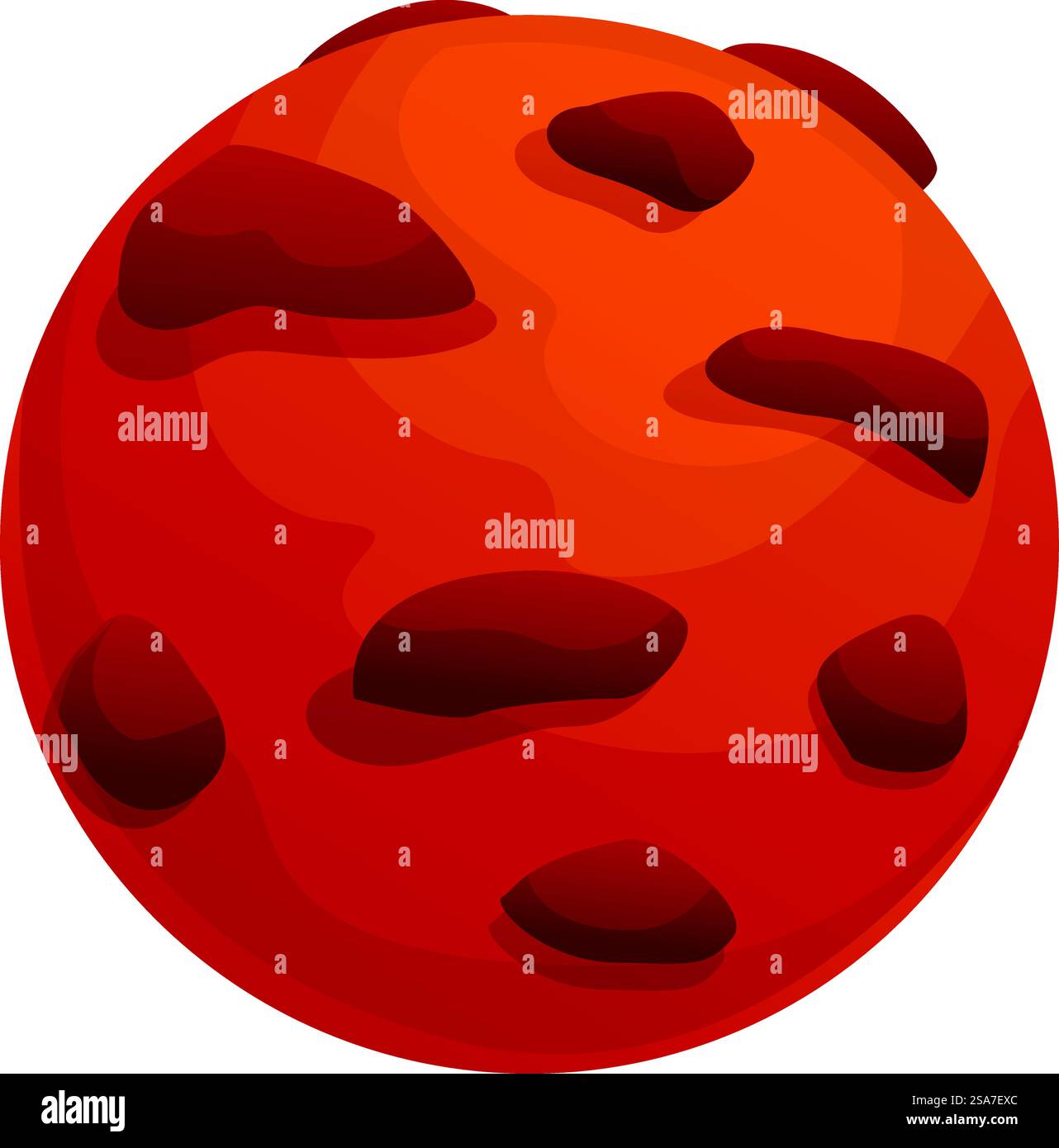 Cartoon red planet with craters is orbiting in the solar system. Red ...