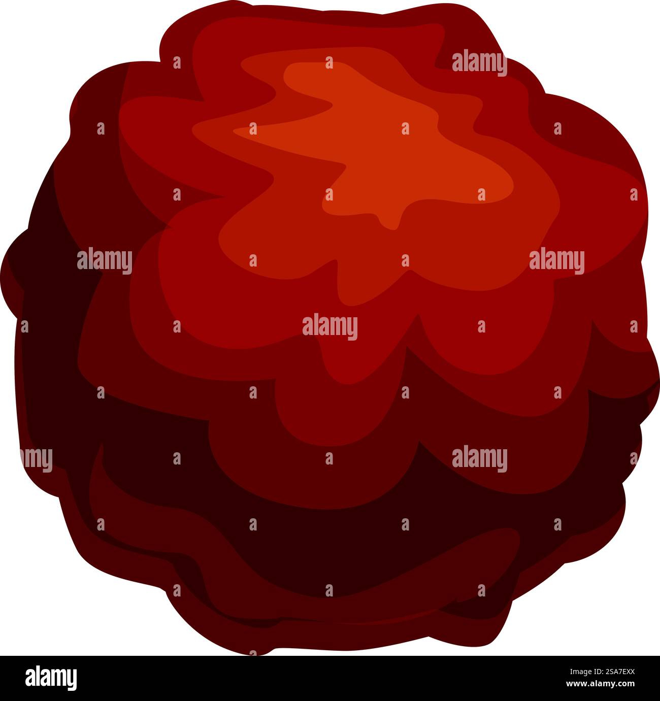 Single round brown meatball is lying on a white background. Single ...