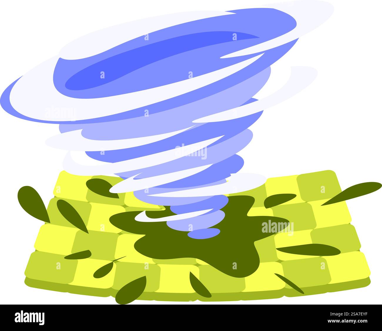 Cartoon whirlwind spinning over agricultural field, destroying harvest ...