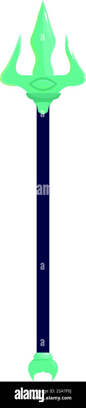 Magic staff with turquoise trident and eye on top is standing upright ...