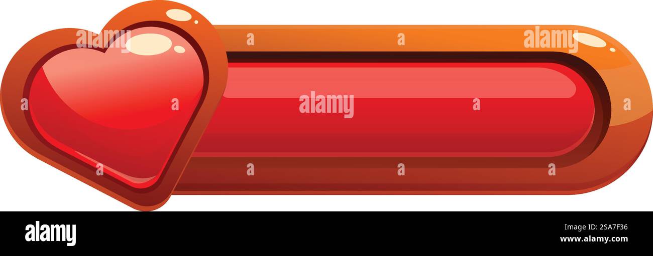 Red heart showing progress bar for game interface. Red heart showing ...