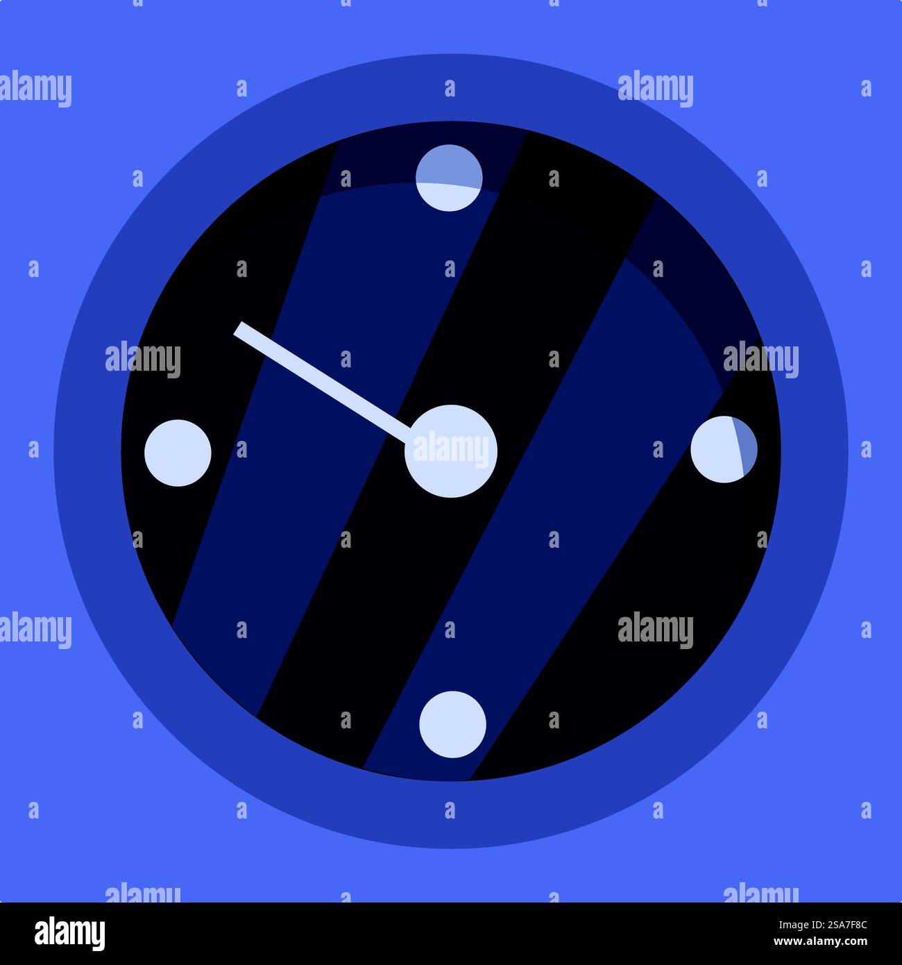 Minimalist clock face showing five minutes past twelve hi-res stock ...