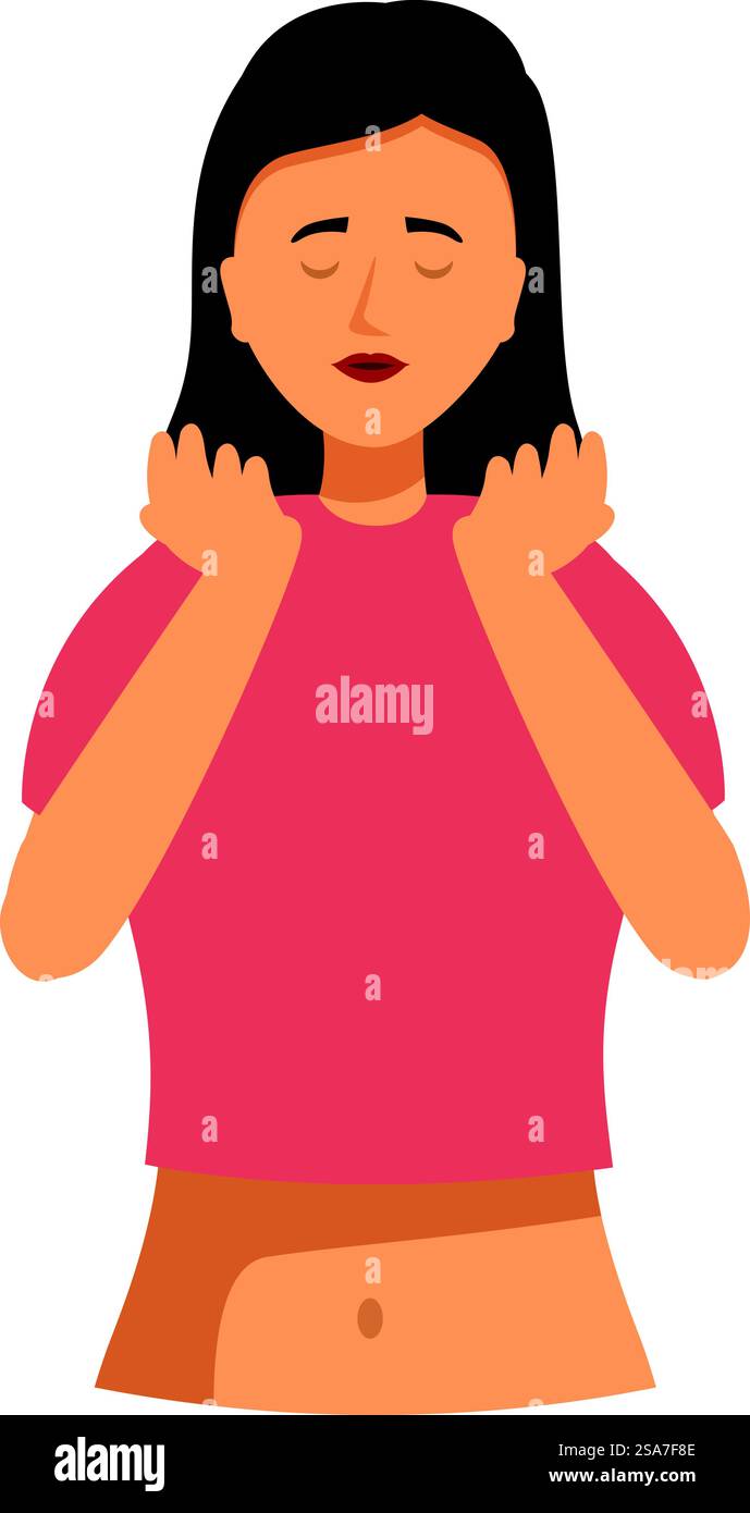 Young woman clasped hands Stock Vector Images - Alamy
