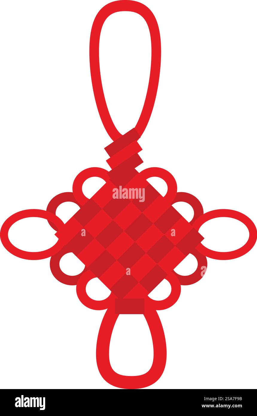 Red decorative knot symbolizing fortune and happiness, traditionally ...