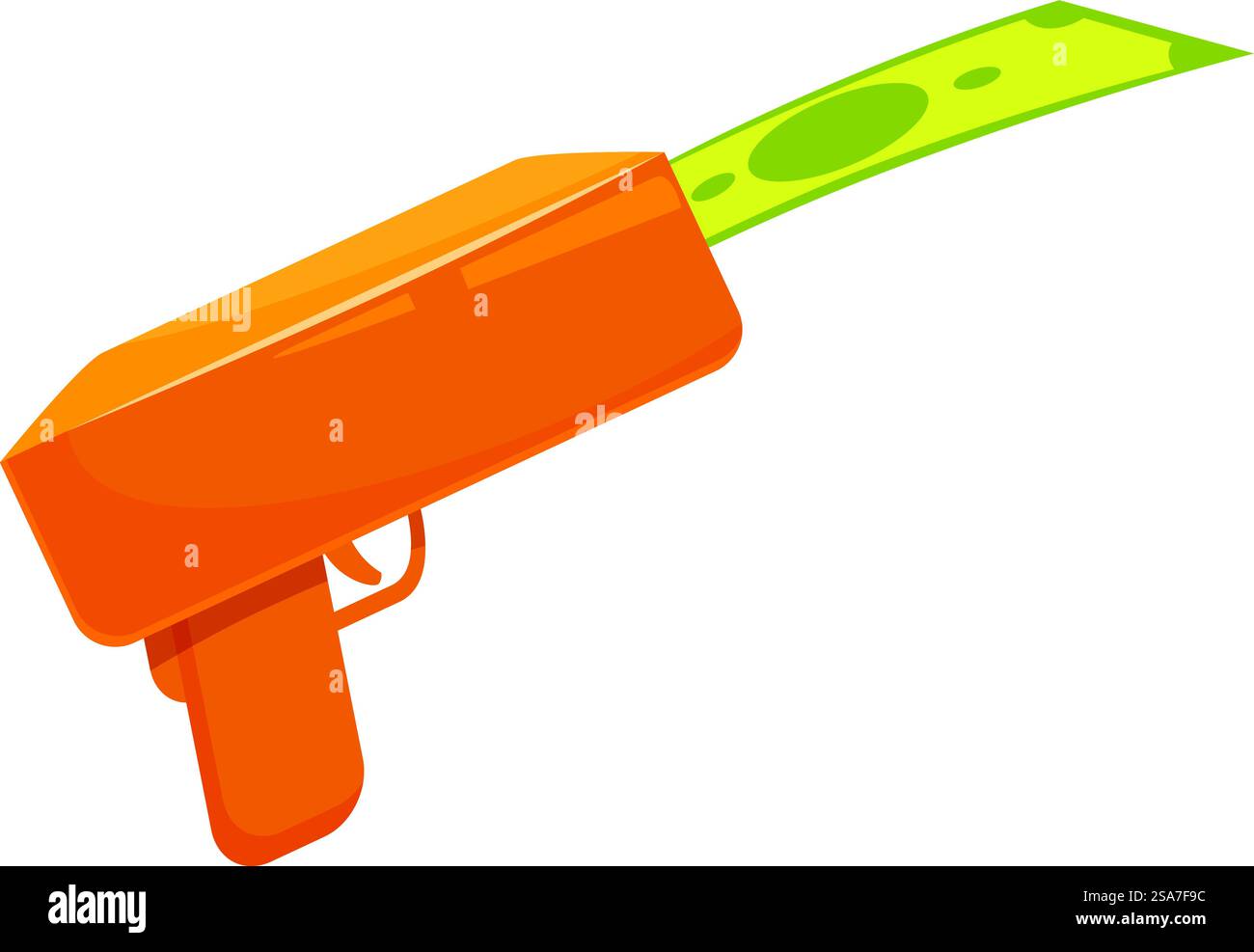 Orange money gun shooting banknotes illustrating cash flow concept ...