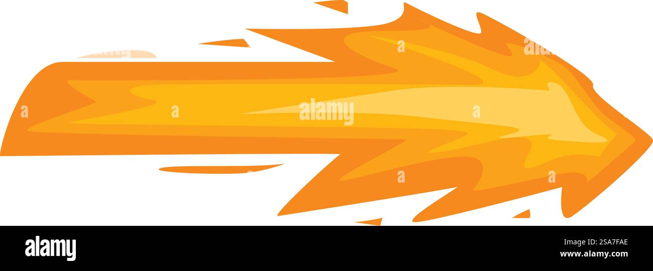 Cartoon orange arrow with flames coming off of it, giving the ...