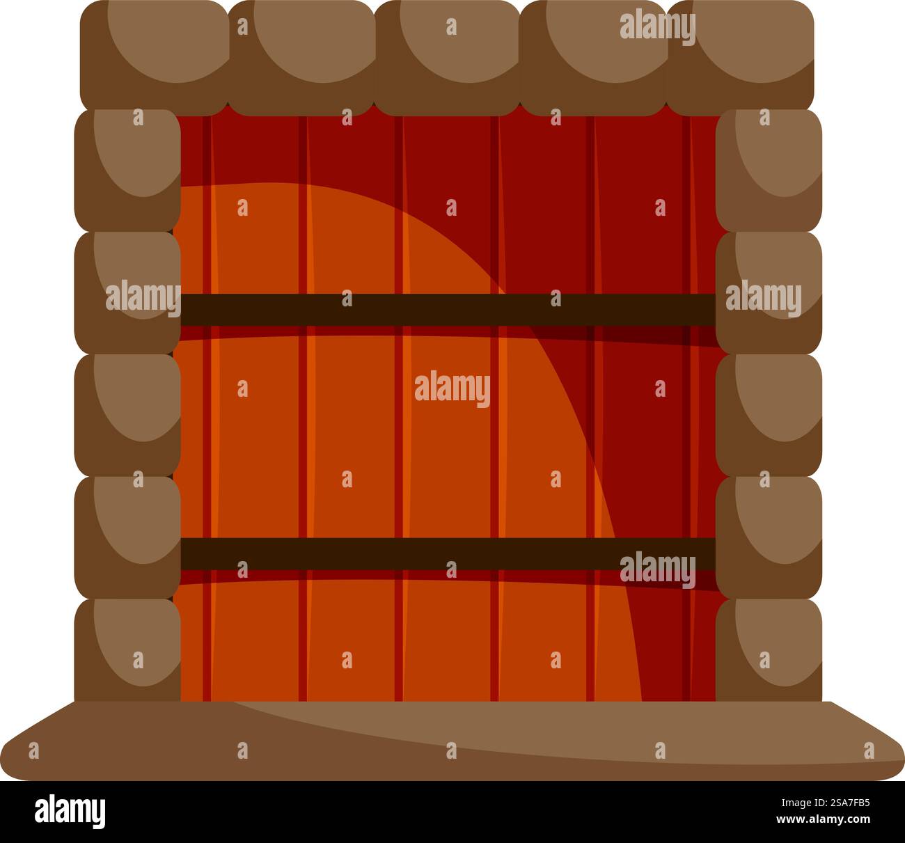 Sturdy and rustic wooden counter with a stone frame, providing a solid ...