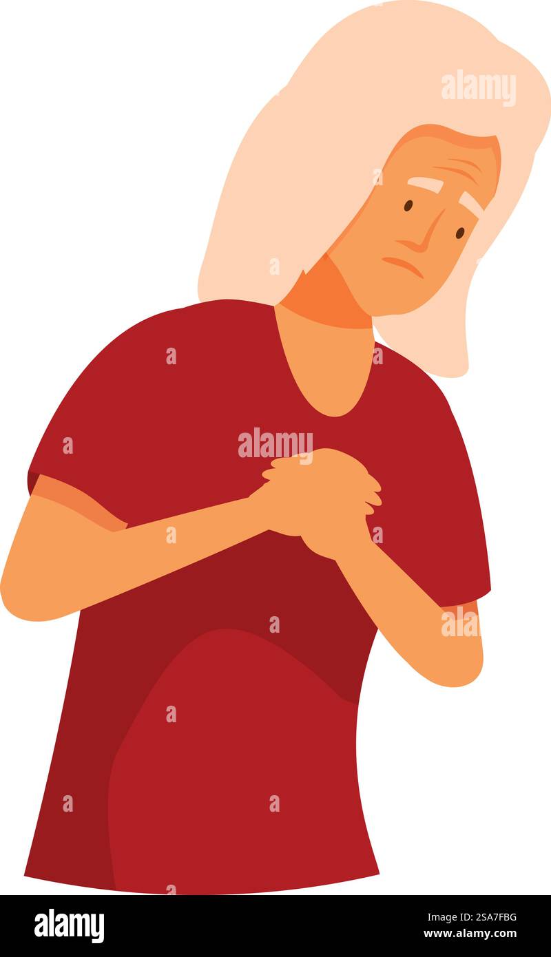 Senior woman holding her hands on chest having a heart attack. Senior ...