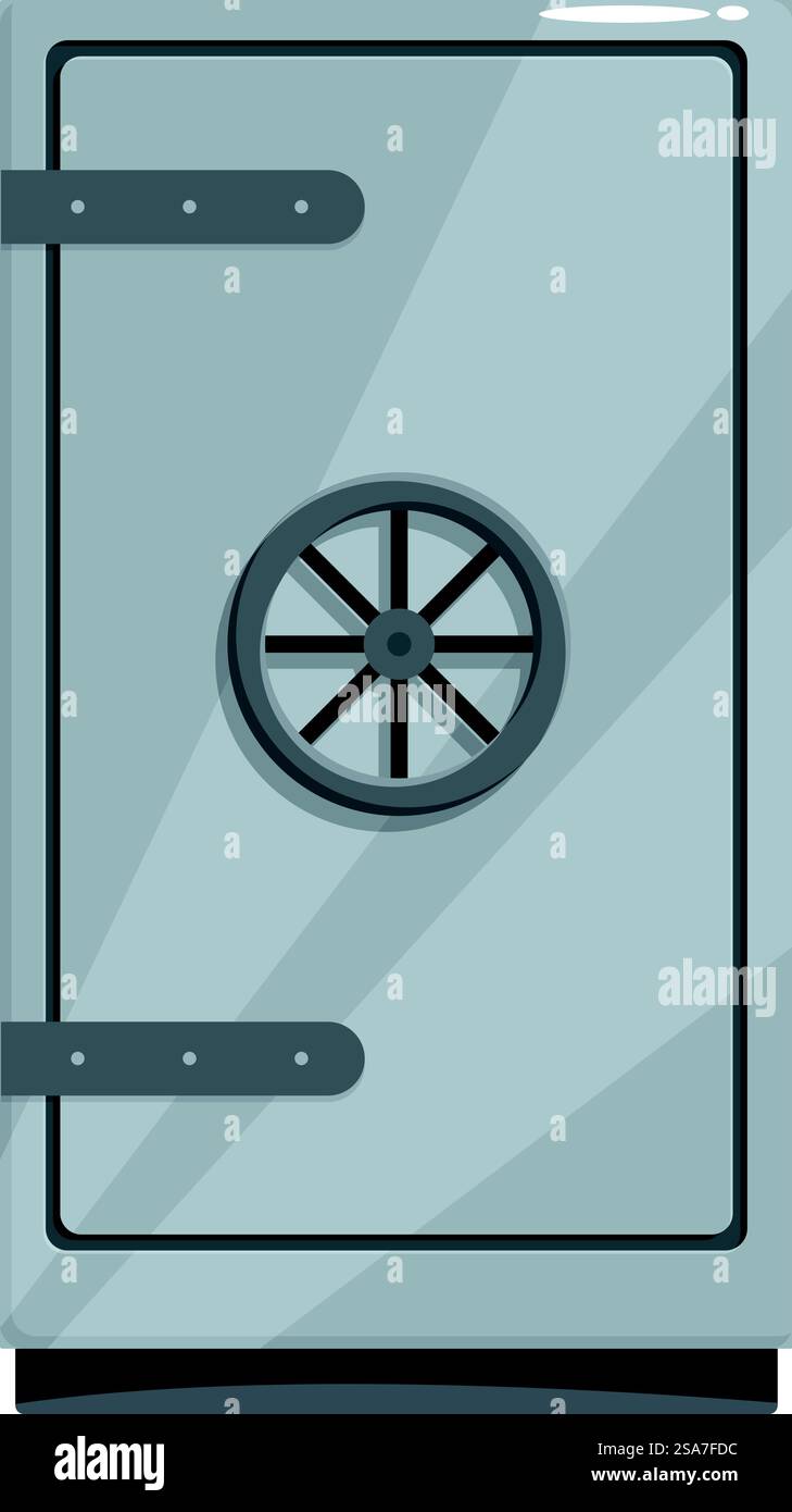 Big safe door with combination lock protecting valuables. Closed metal ...