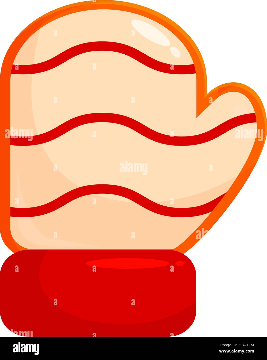 Cartoon illustration of a warm winter mitten with red stripes hi-res ...