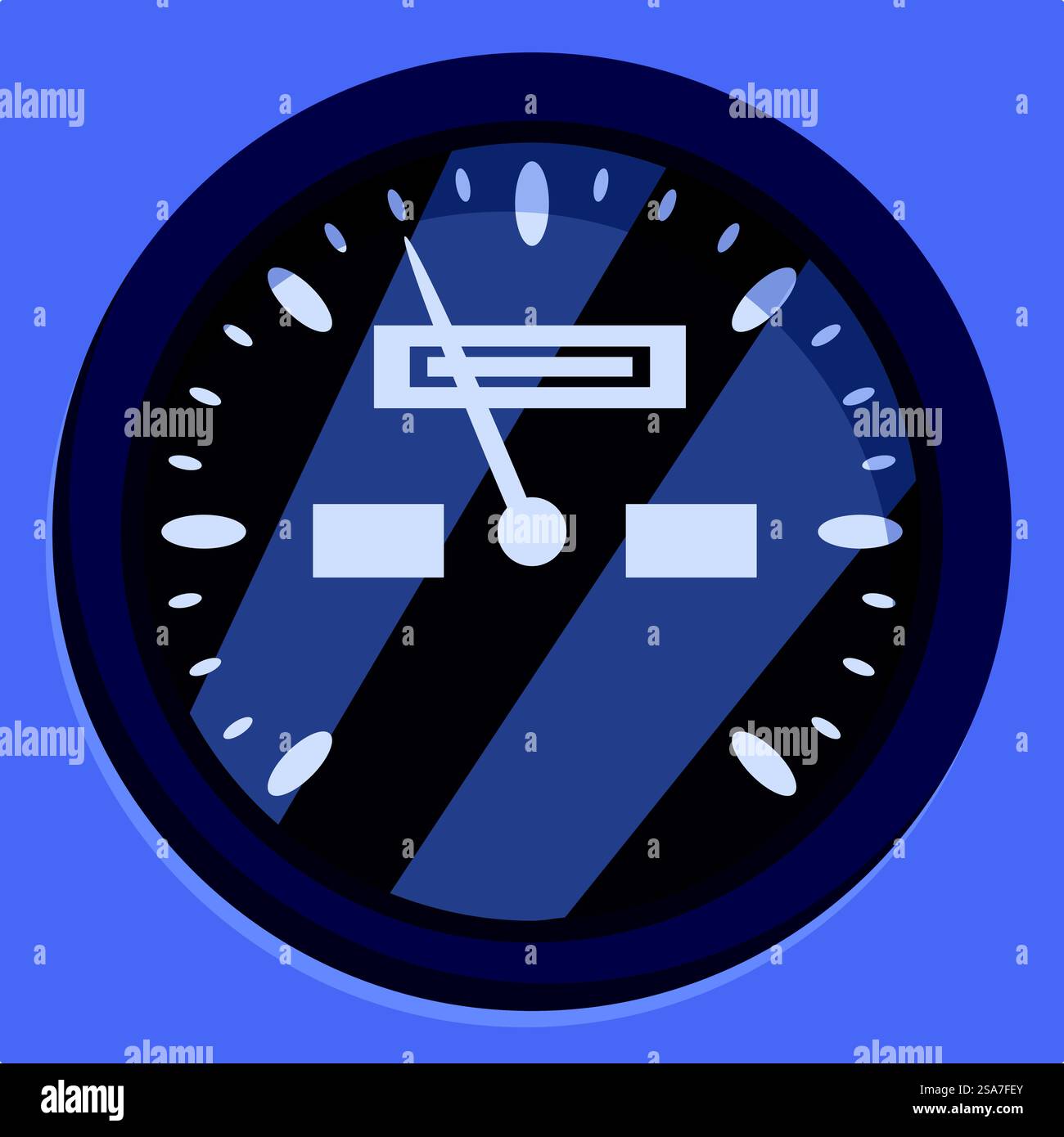 Round analog gauge with needle pointing to fuel level, indicating ...