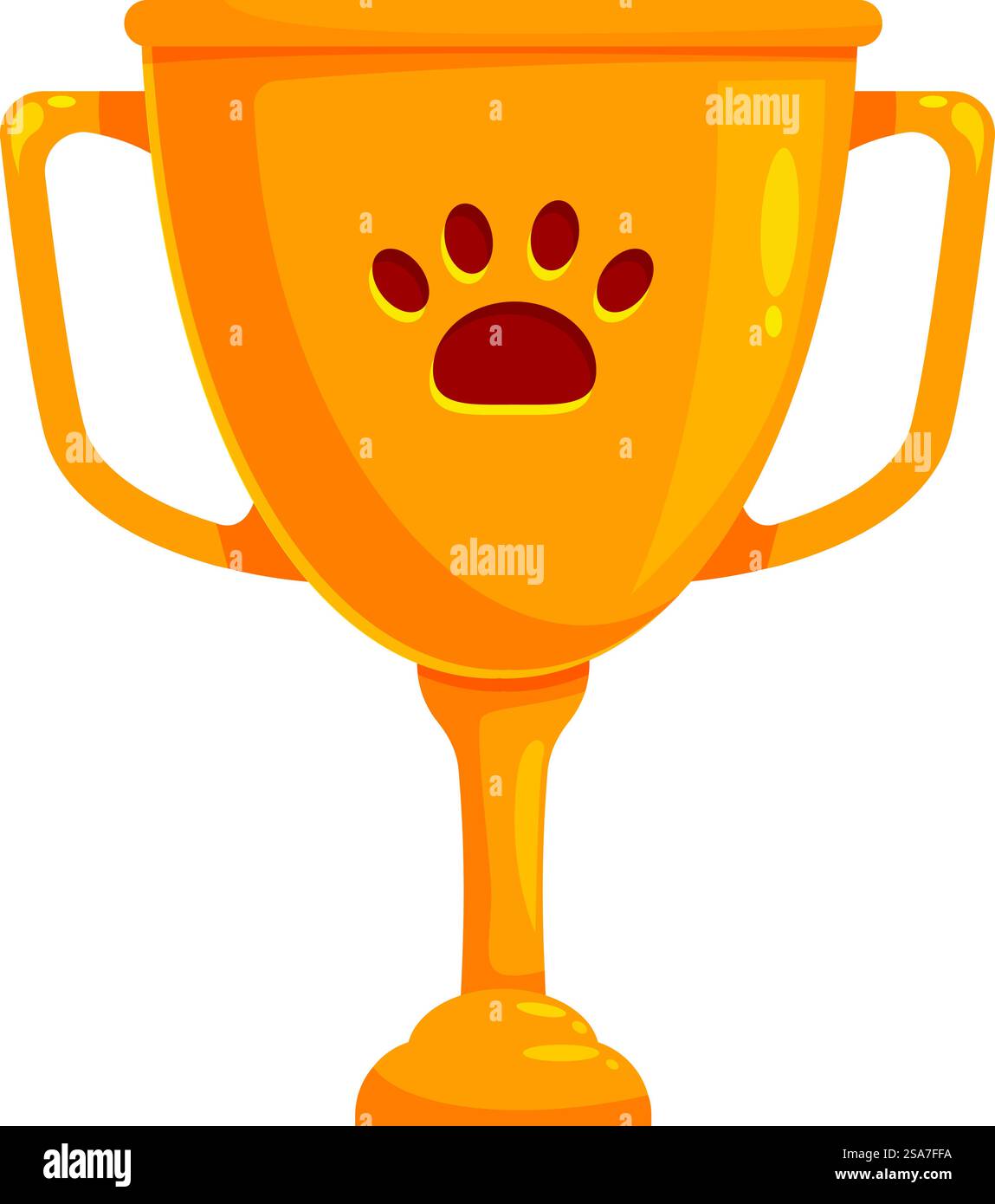 Shiny gold trophy cup award with a dog paw print celebrating the winner ...