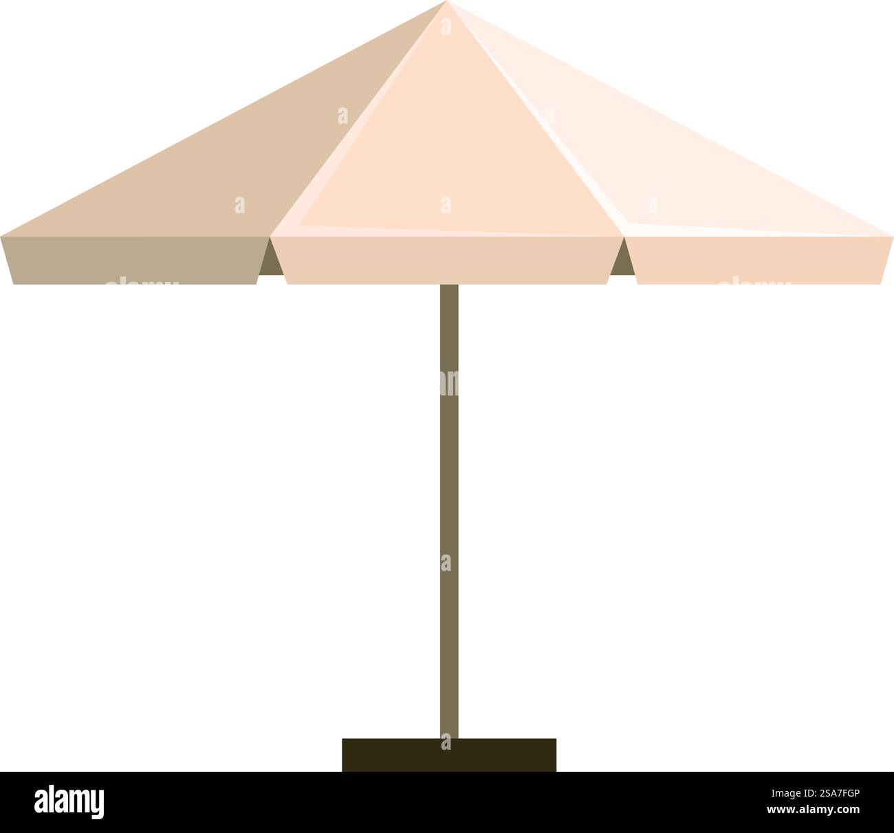 Large beige beach umbrella providing shade on white background. Large ...