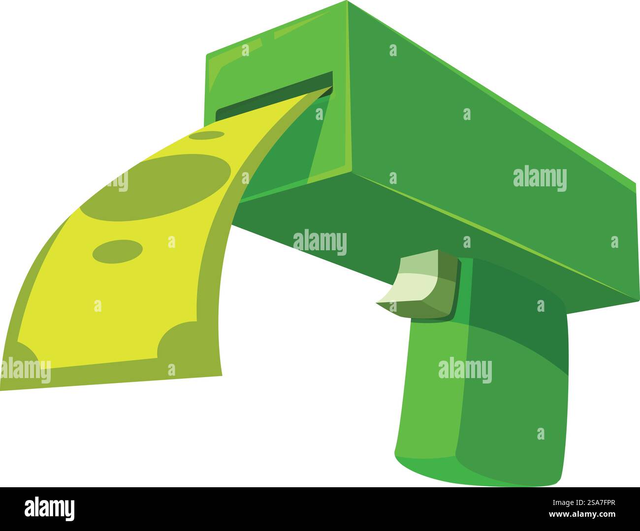 Green money gun shooting banknotes, earning money concept. Green money ...