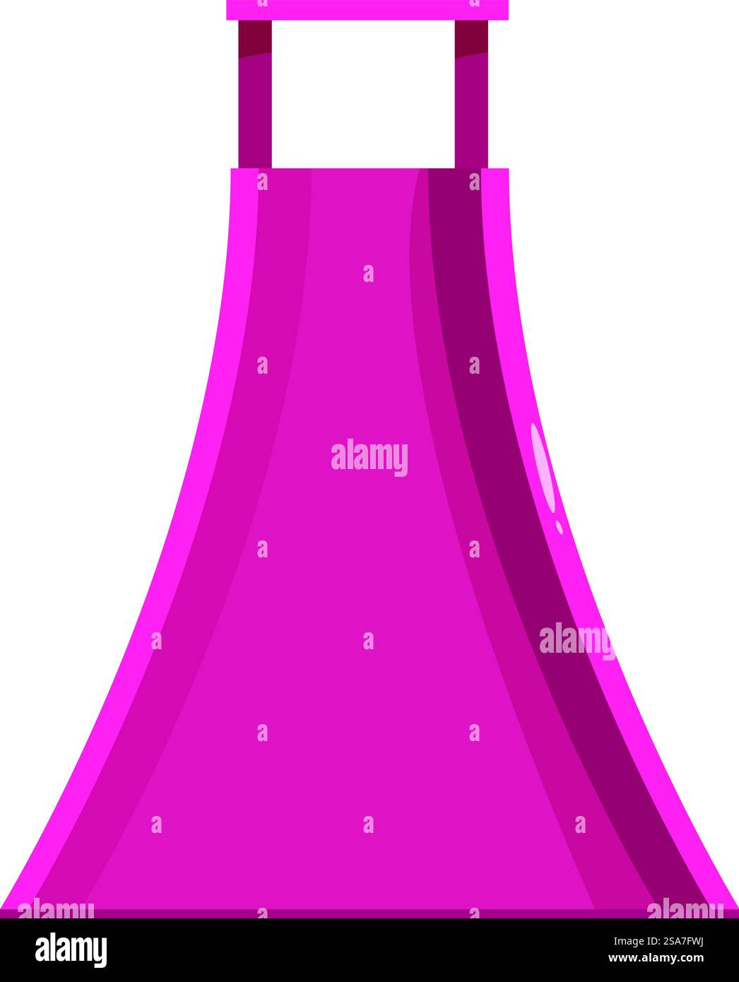 Pink playground slide standing on white background, entertaining ...