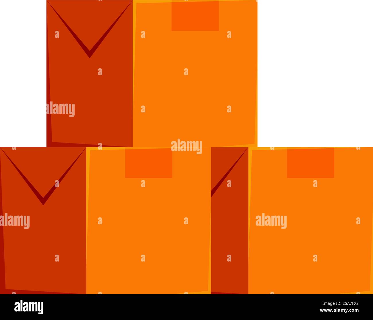 Four cardboard boxes stacked up on top of each other, ready for ...