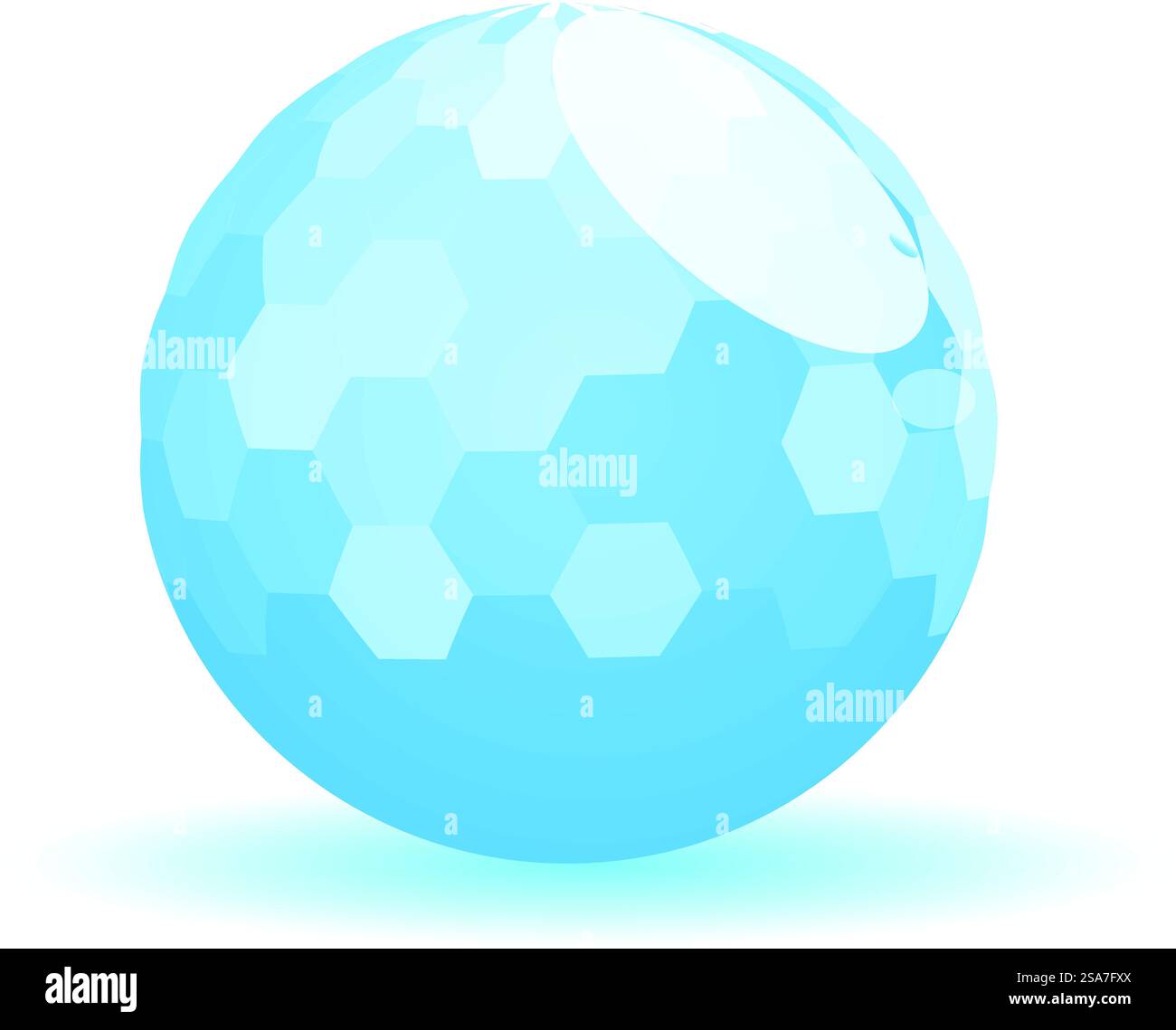 Abstract 3d illustration of a blue sphere with a hexagonal pattern ...