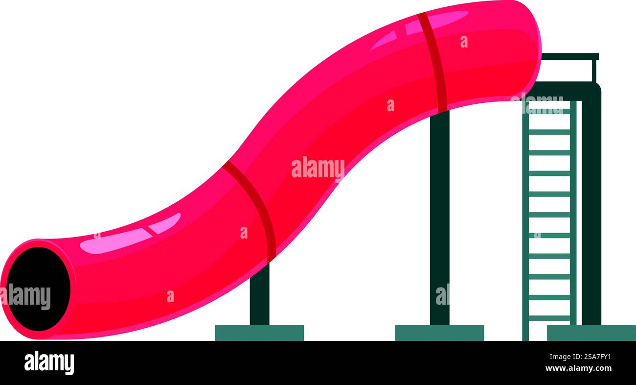 Playground slide standing on white background inviting to have fun. Red ...
