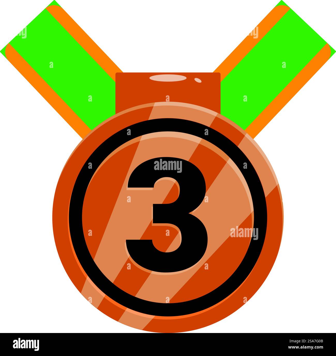 Shiny bronze medal with number three for third place ranking ...