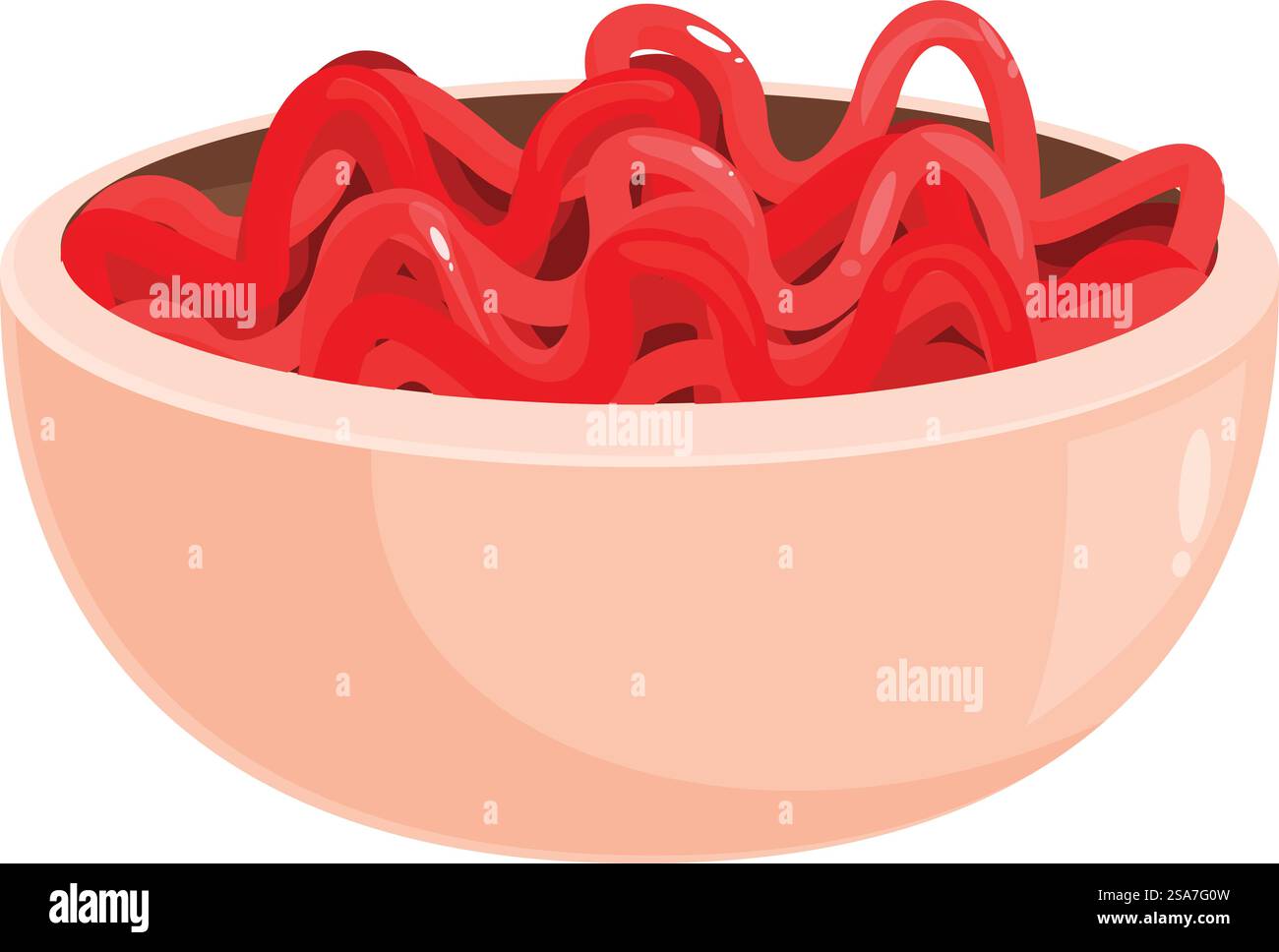 Big bowl filled with delicious looking red pickled ginger strips, a ...