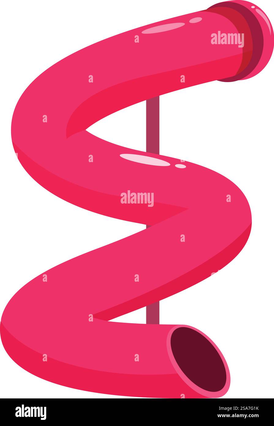 Pink spiral water slide is standing tall on a white background, perfect ...