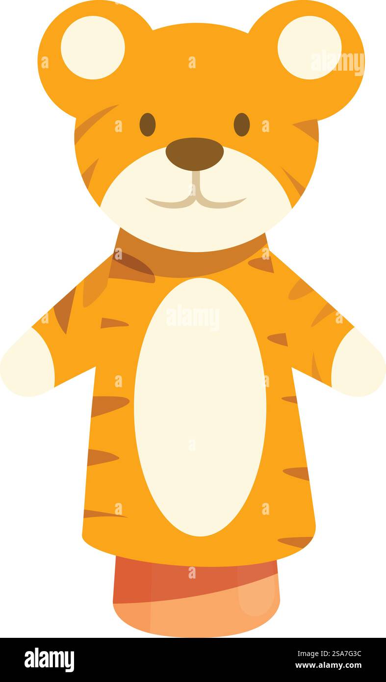 Cute tiger hand puppet smiling, a perfect item for entertaining ...