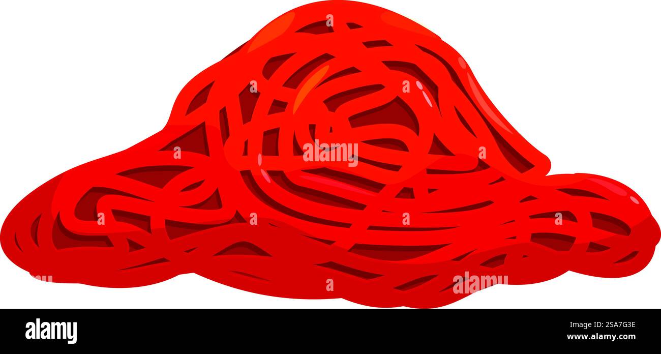 Illustration of a pile of cooked spaghetti forming an abstract shape ...