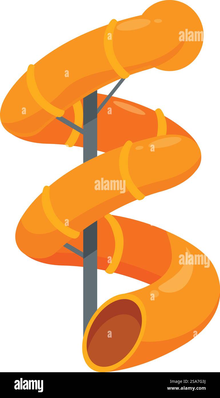 Orange spiral water slide is standing on a white background, evoking ...