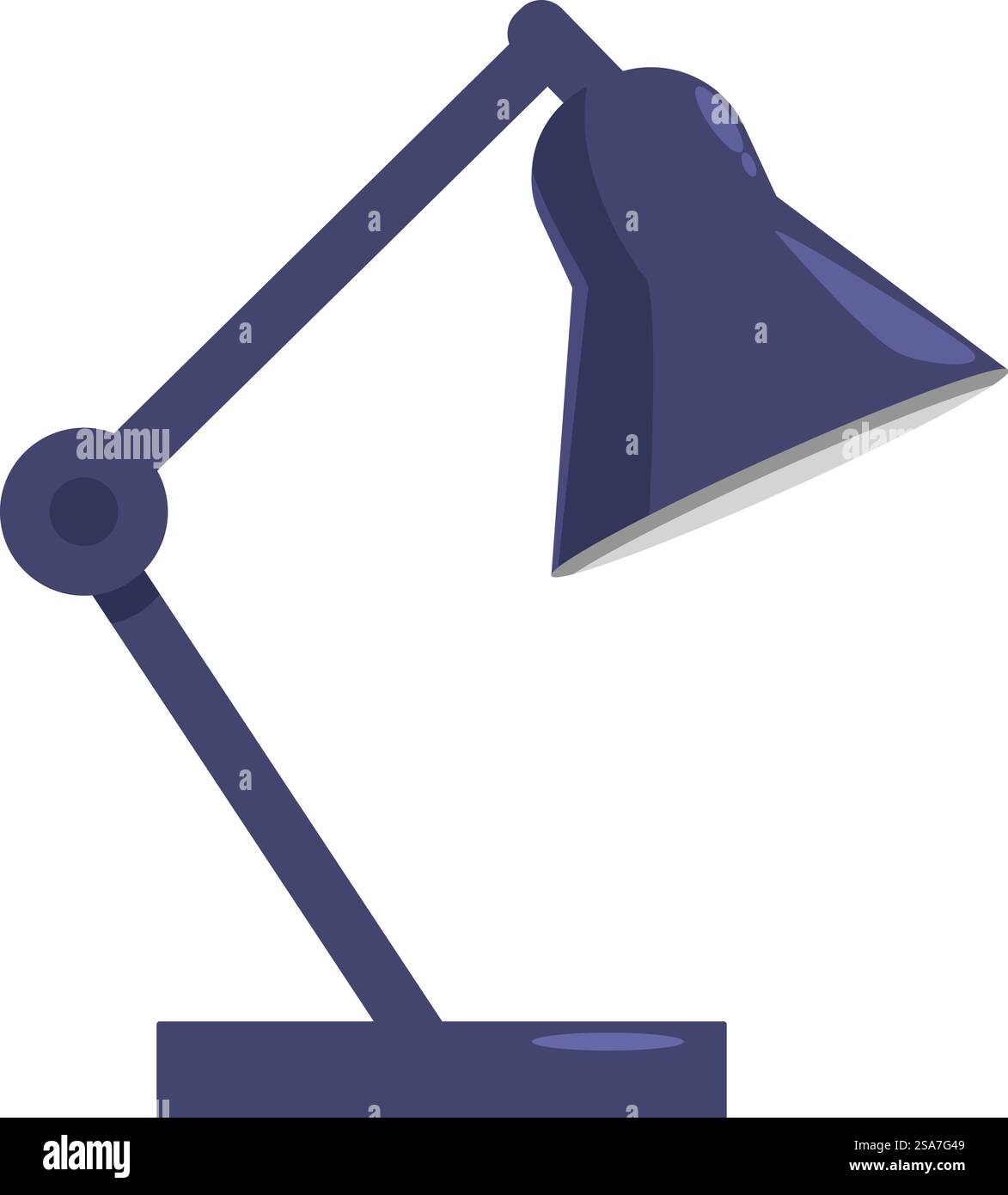 Blue desk lamp standing and illuminating a workspace. Blue desk lamp ...