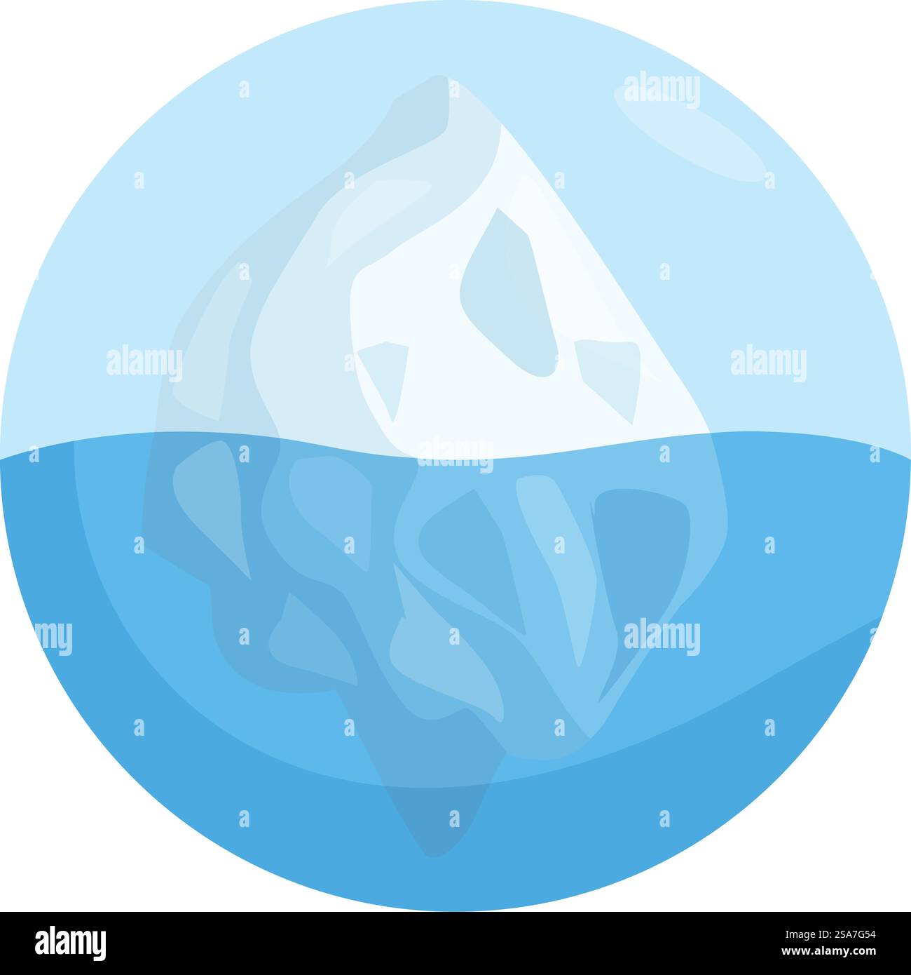 Iceberg floating in water showing visible and hidden parts, concept of ...